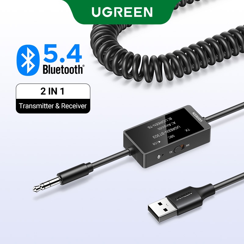 Tela OLED UGREEN 2 Em 1 AptX HD Carro Bluetooth 5.4 USB-A 3.5 Mm Receptor Transmissor Embutido ...