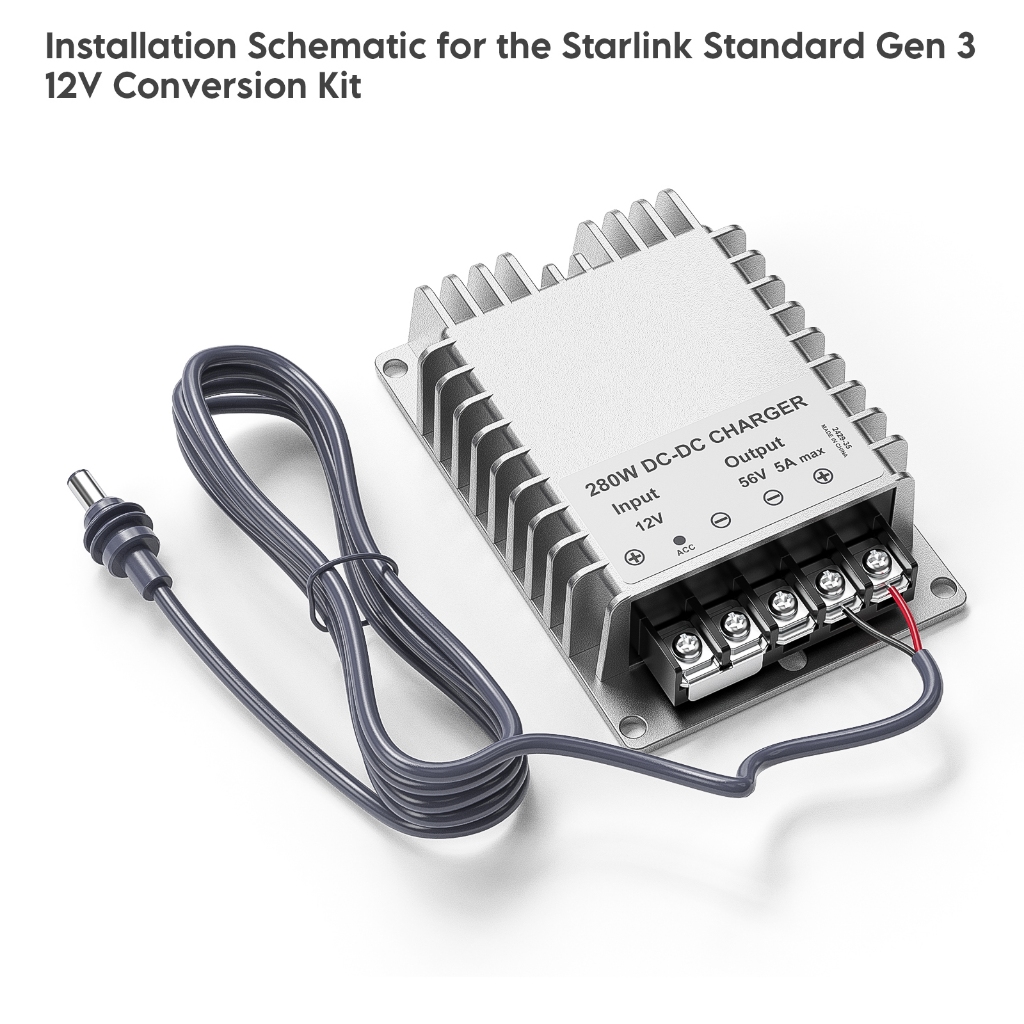 For Starlink Gen3 Router Power Booster Kit 280W DC-DC Charger Input 12V ...