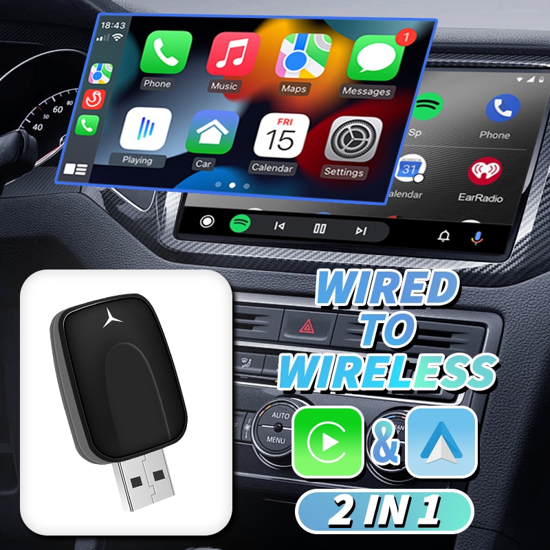 CarPlay com fio para Adaptador Sem Fio Android Auto 2 em 1 Dongle Plug and Play para Audi Toyota ...