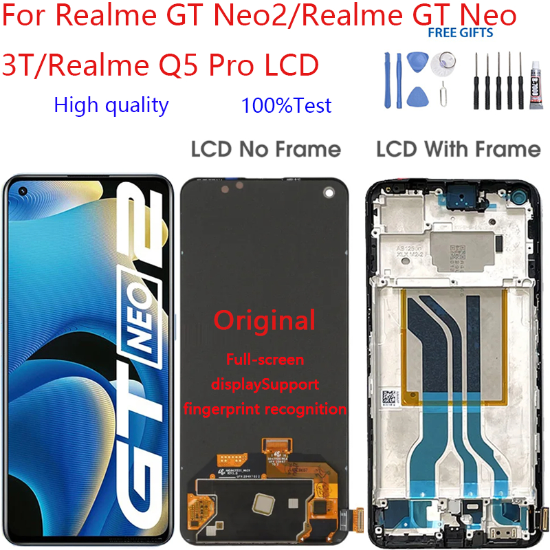 TFT/Original Para Oppo Realme GT Neo2 Neo 3T Q5 Pro Display LCD Tela De Toque Digitador ...