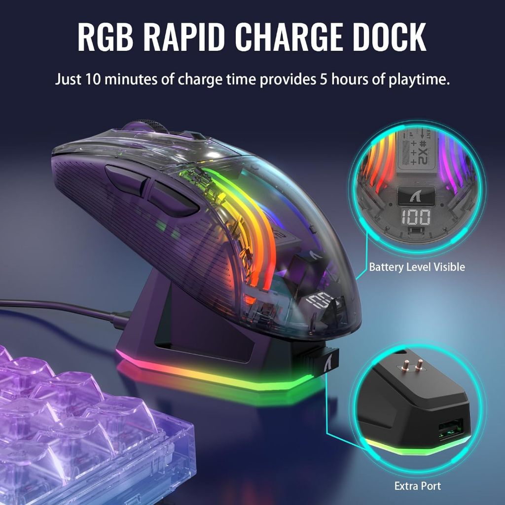 Mouse Para Jogos Sem Fio ATTACK SHARK X2 Pro Com Base De Carregamento RGB | Shopee Brasil