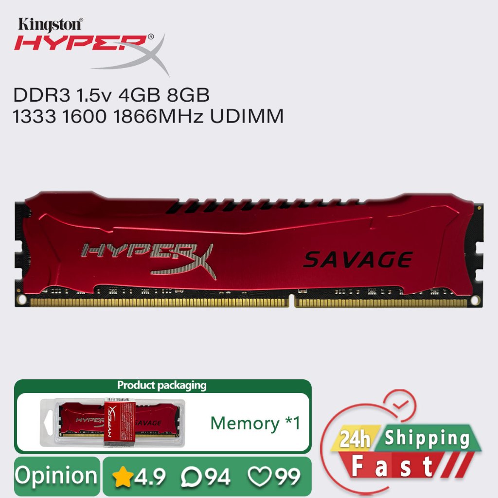 kingston SAVAGE 4gb 8gb 1333 1600 1866 mhz ddr3 HYPERX PC ram desktop Memória Dim PC3 1.5v ...