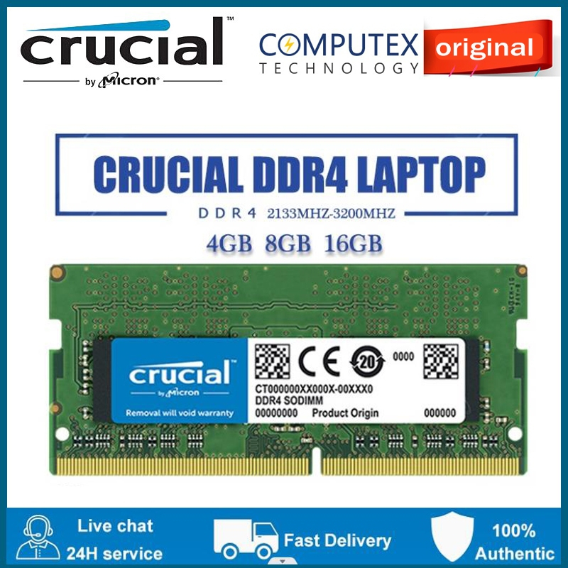 RAM DDR4 Crucial 4GB 8GB 16GB DDR4 2133/2400/2666/3200MHz Memória Para Laptop Notebook 1.2V ...