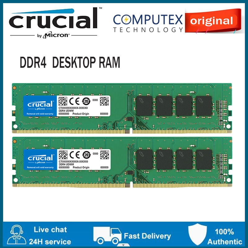 Crucial DDR4 PC RAM 4GB 8GB 16GB DDR4 2133/2400/2666/3200MHz Memória Desktop Computador 1.2V ...