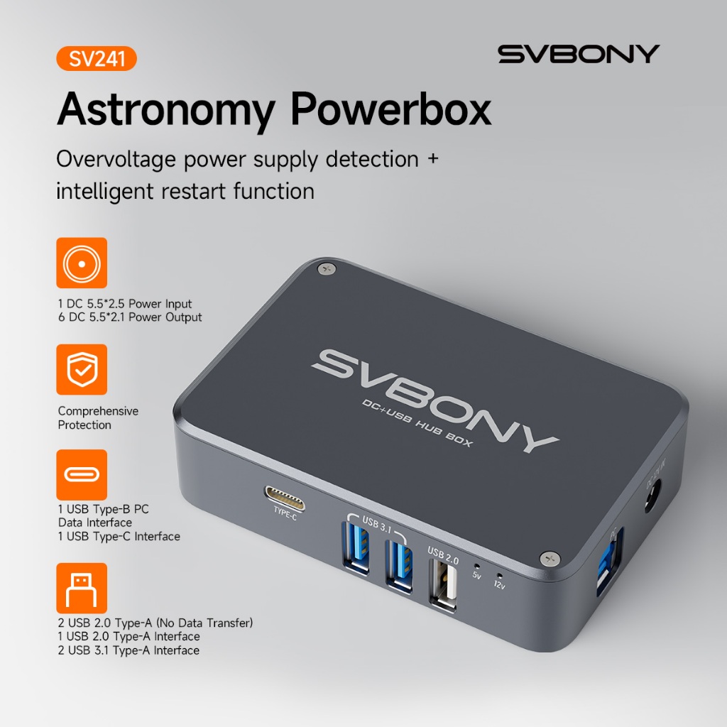 SVBONY SV241 Portátil Astronomia Pocket Powerbox USB E Tipo-C Multi ...