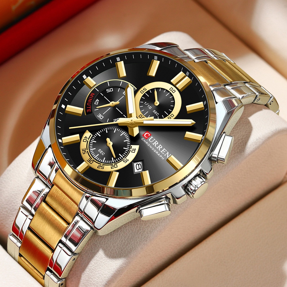 CURREN Relógio Masculino Cronógrafo Pulseira De Aço Inoxidável Moda ...