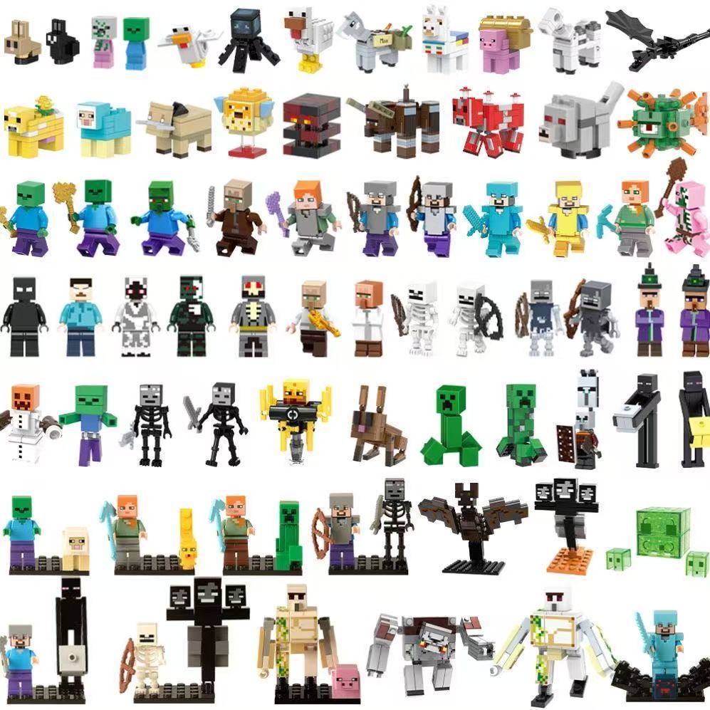Minecraft Action Figure Steve Alex Villager Zombie Enderman Ender Dragon Wither Skeleton Bloco ...