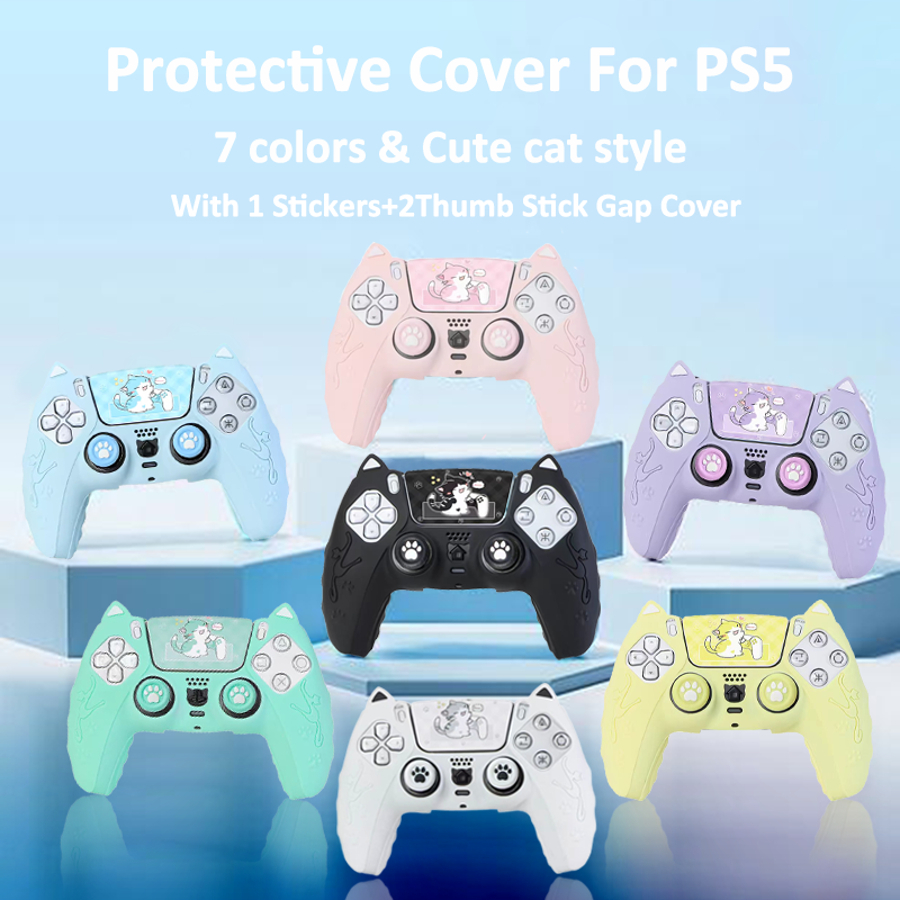 Para PS5 7 Cores Gato Pata Silicone Capa Macia Adesivo Pele Sony ...