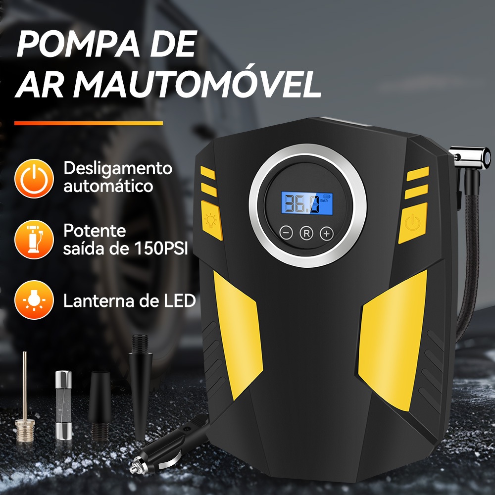 Fonte De Alimentação Elétrica Para Carro Com Compressor De Ar Portátil ...