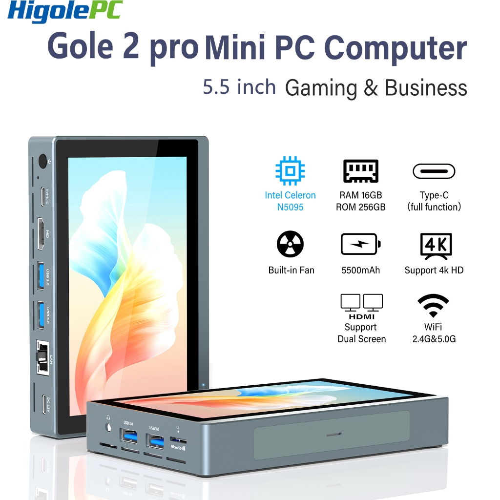 GOLE 2 Pro mini pc De 5.5 Polegadas Windows 11 , Intel Celeron N5095 ...