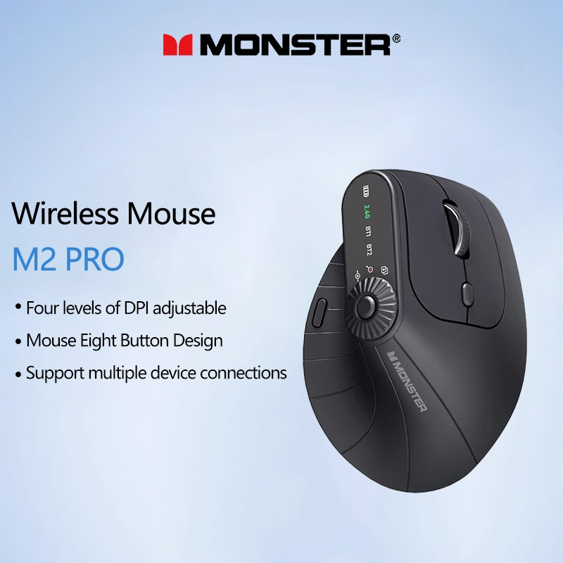 Rato Monster M2 PRO Wireless Mouse 2.4G Compatível Com Bluetooth Múltiplos Dispositivos Longa ...