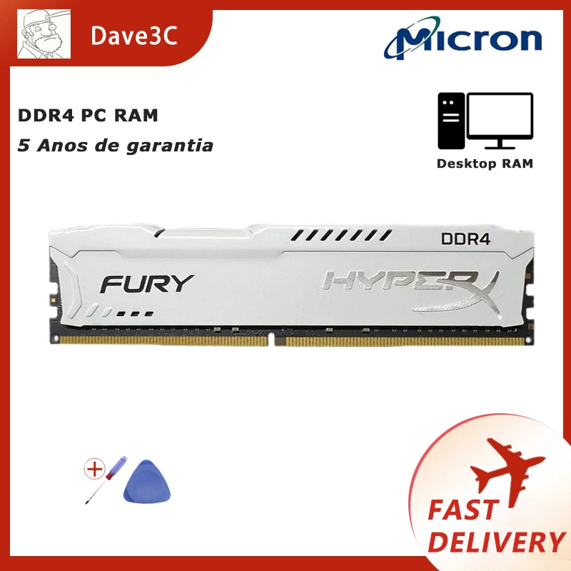 Memória RAM HyperX DDR4 4GB/8GB/16GB 2400/2666/3200MHz UDIMM 288-pin 1.2V CL22 - Intel/AMD ...