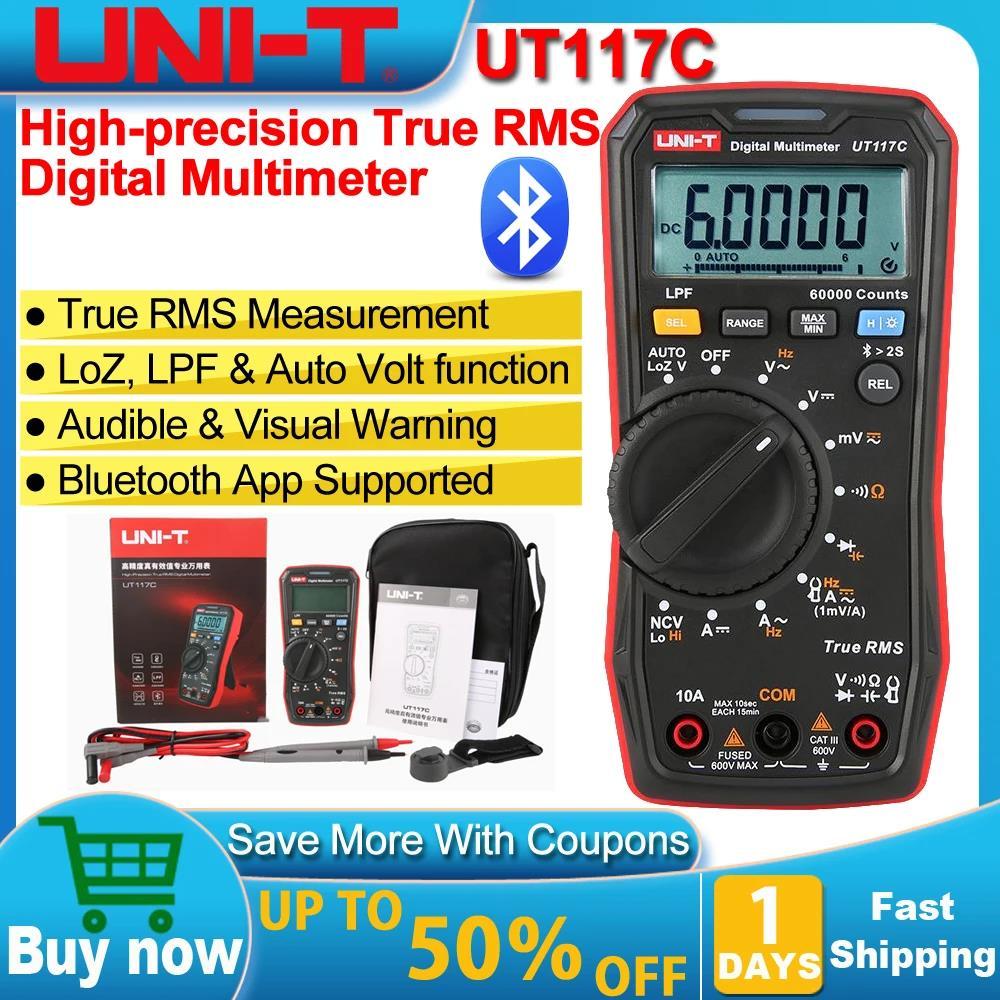 UNI-T UT117C Multímetro Digital Bluetooth True RMS De Alta Precisão AC DC 10A 60000 Contagens ...