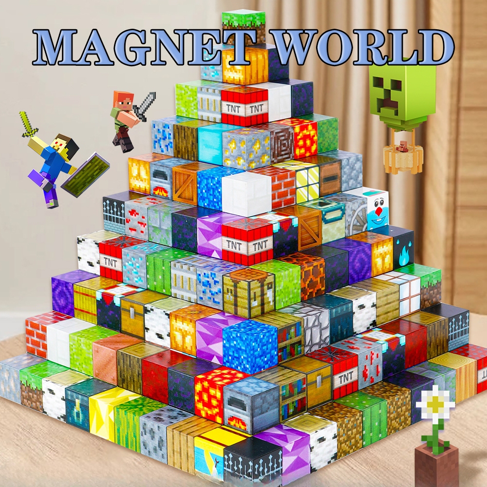 50 Peças/100/200 Bloco Magnético Ímã Mundo Blocos De Construção ...