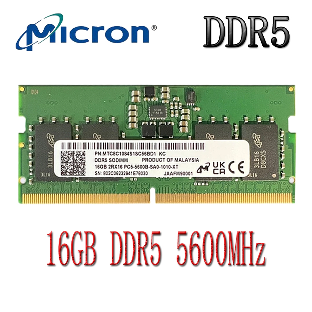 Micron DDR5 RAM 16GB DDR5 5600MHz PC5-44800S Laptop Notebook Memória ...