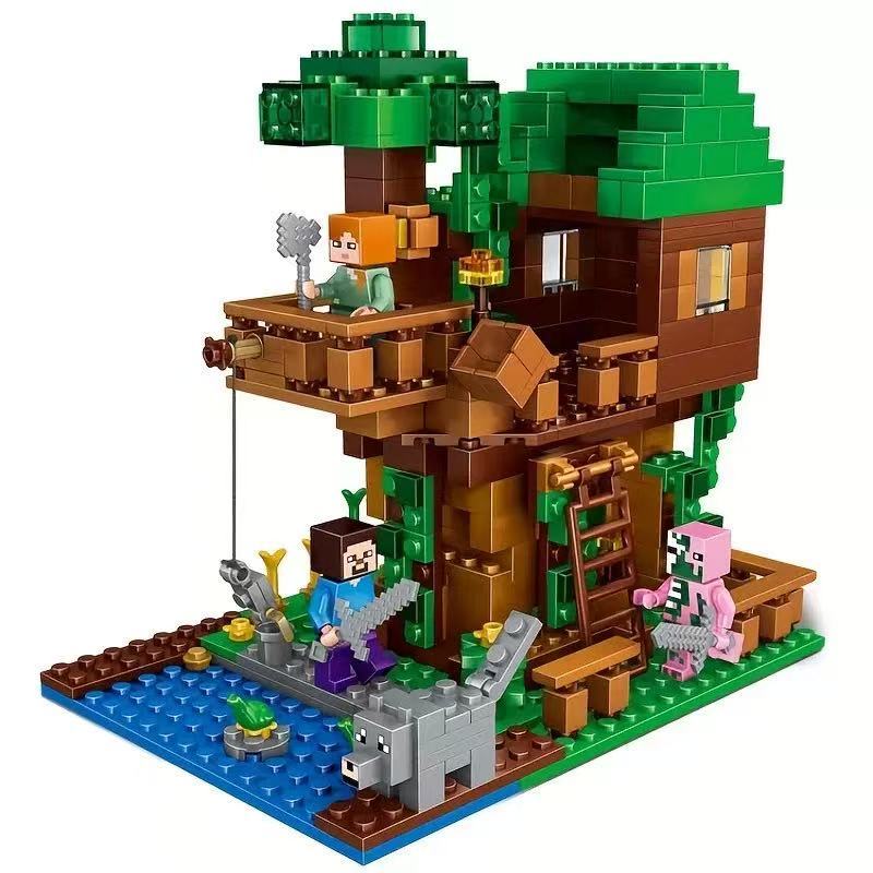 Minecraft Action Figures Tree House Steve Wolf Warden Ghast Bee Bloco ...
