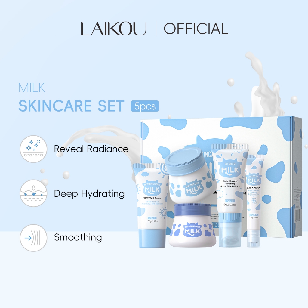 LAIKOU Milk Skincare Set Conjunto De 5 Peças Para Cuidados Faciais ...