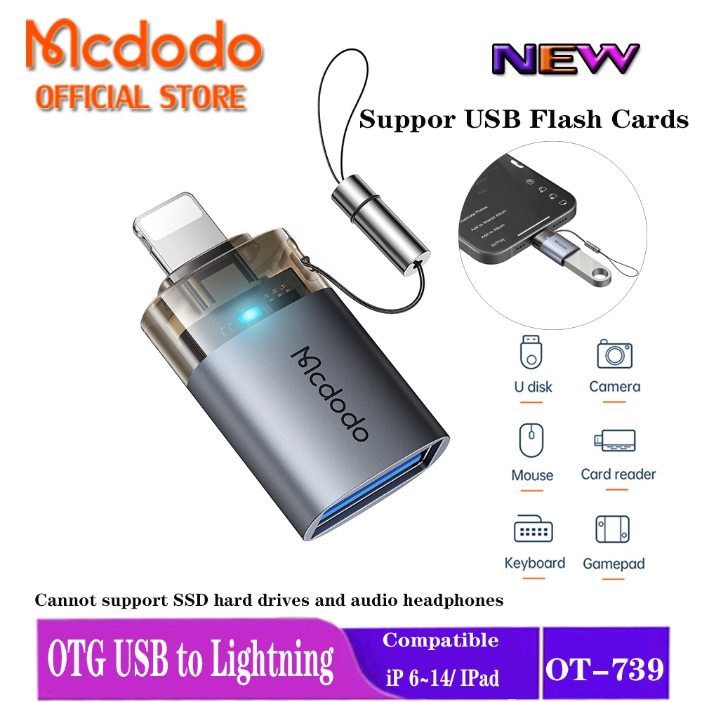 Adaptador Mcdodo Cabo OTG USB Para Lightning/Tipo C iPhone 16 Pro Max 15 14 13 12 11 XR 8 OT-739 ...