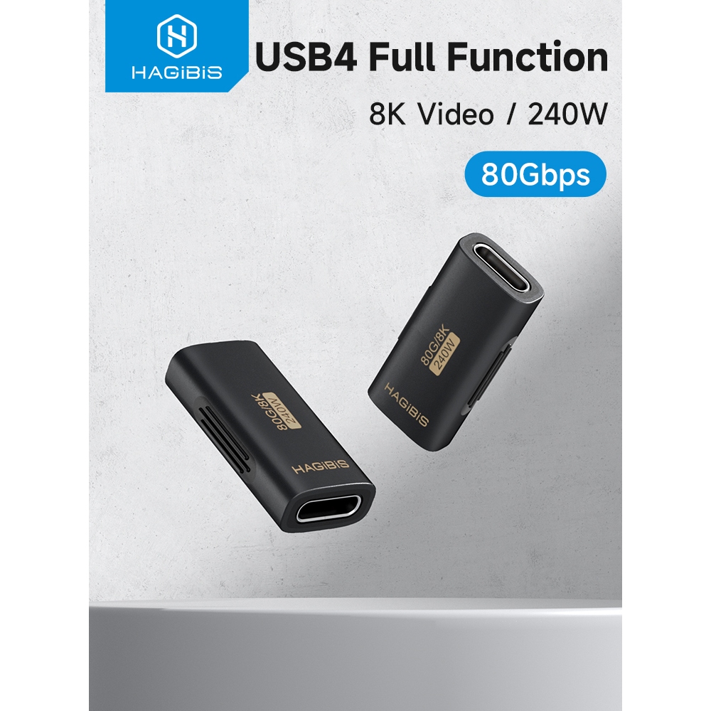 Adaptador Hagibis USB4 Dual Fêmea PD240W 80Gbps 8K Transferência De Vídeo USB C Para Compatível ...