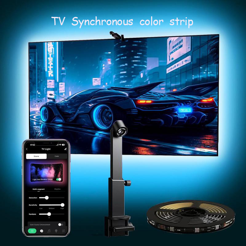 Fita LED TV 3m: Cores por Câmera + Controle App! Para TVs 32-50 ...