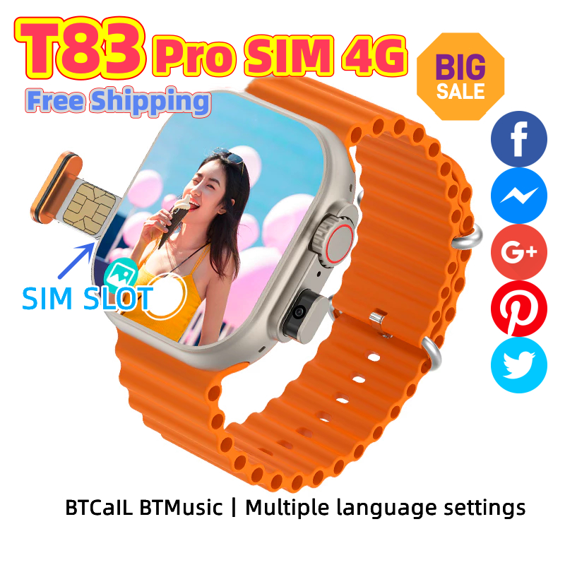 Smartwatch Relógio Inteligente T83 Pro Com Slot Para Cartão SIM , Wi-Fi ...