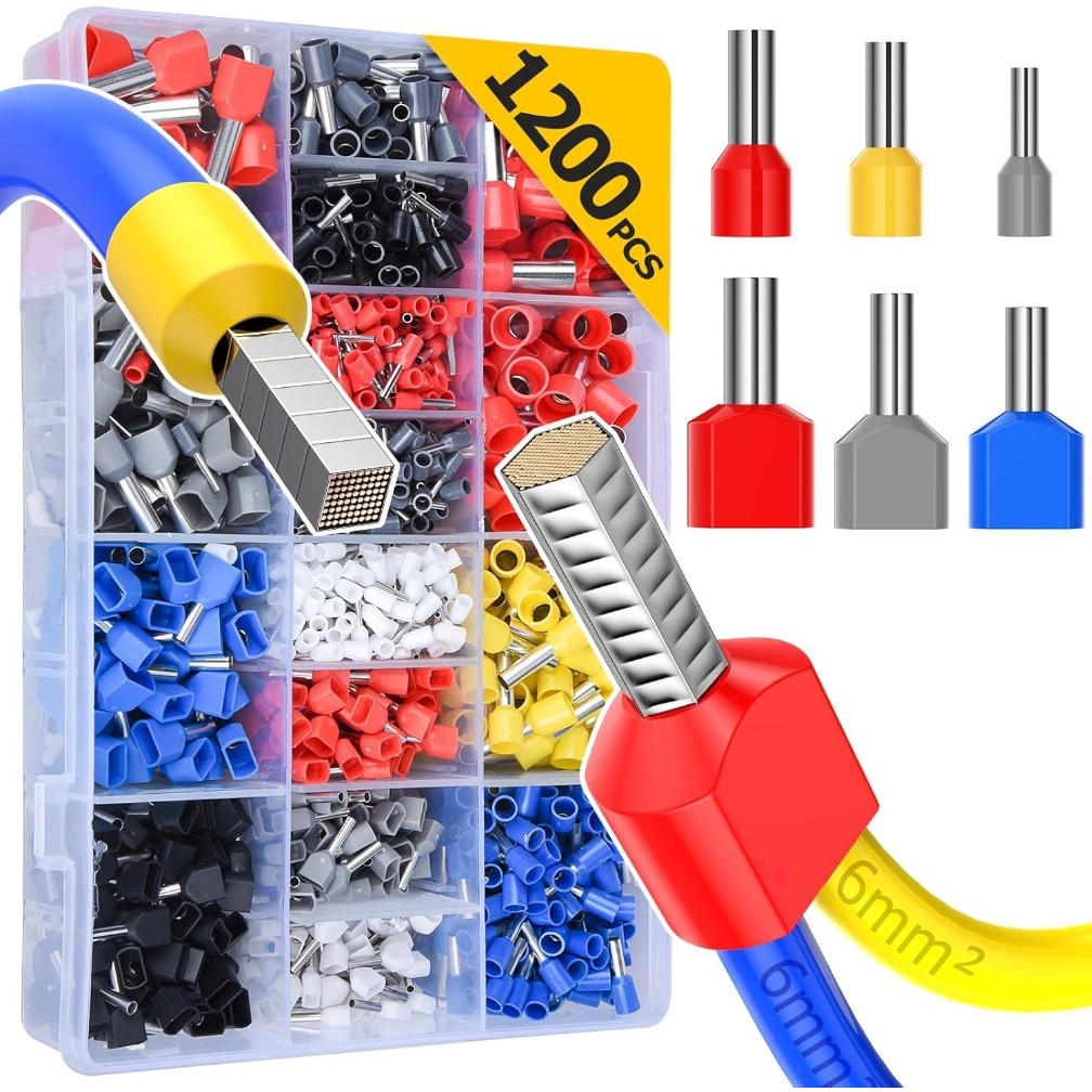 Kit 1200 Unidades Terminal Tubular Ilhós Para Fio Fino 0,5mm A 16mm² ...