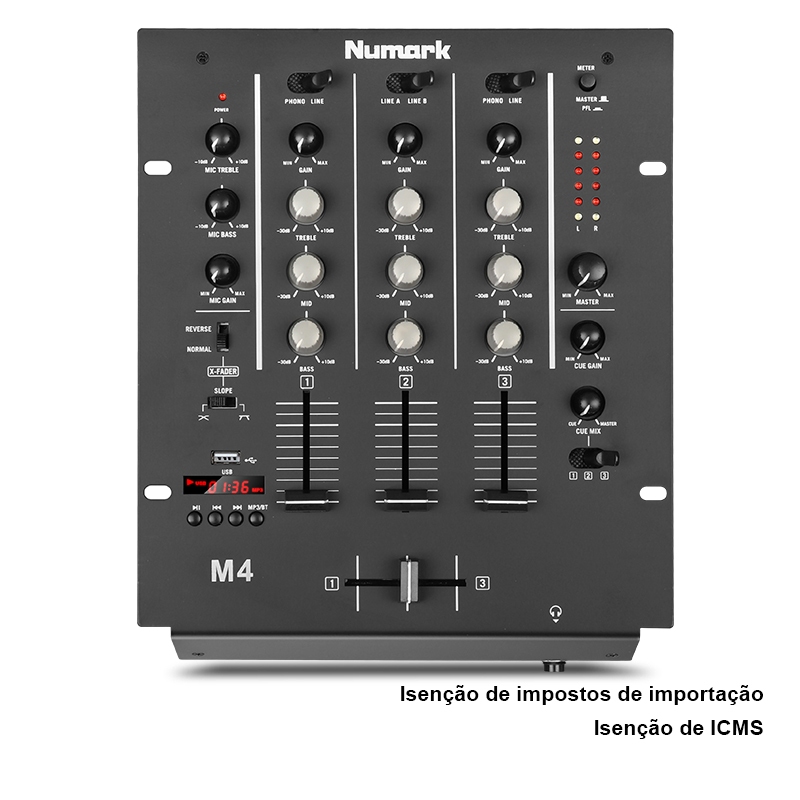 Numark M4 Professional DJ Mixer | 3-Band EQ | Smooth Crossfader | MIC ...