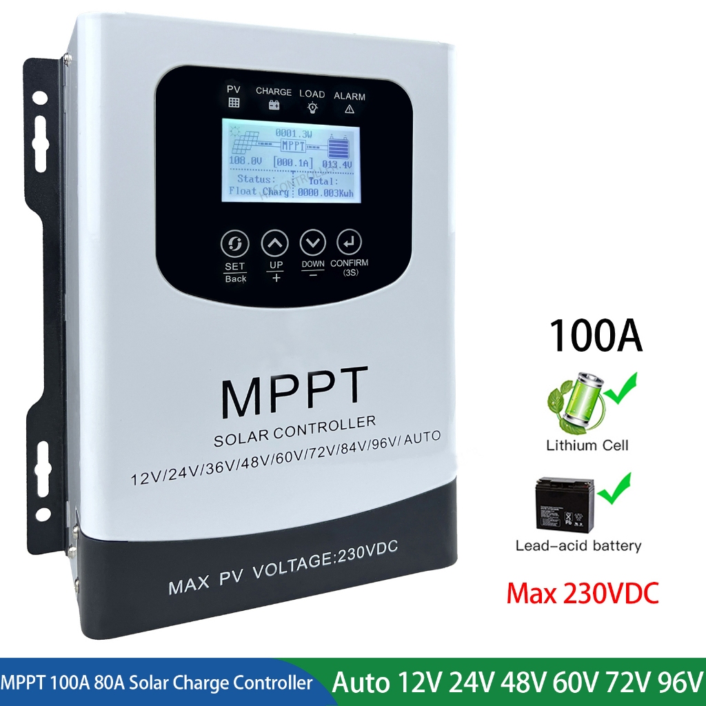 Controlador De Carga Solar 100A 80A 60A 40A MPPT 230VDC Para Bateria 12V 24V 48V 60V 72V 96V ...