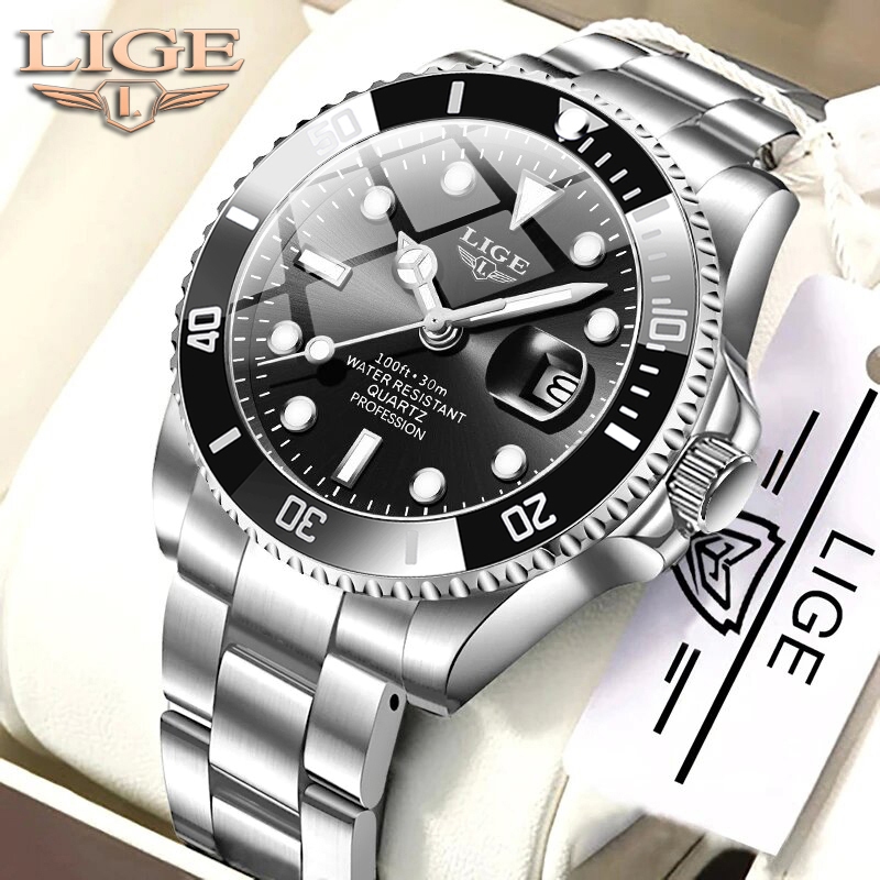LIGE Men's Watches 30M Waterproof Date Clock Male Sports Watches Men ...