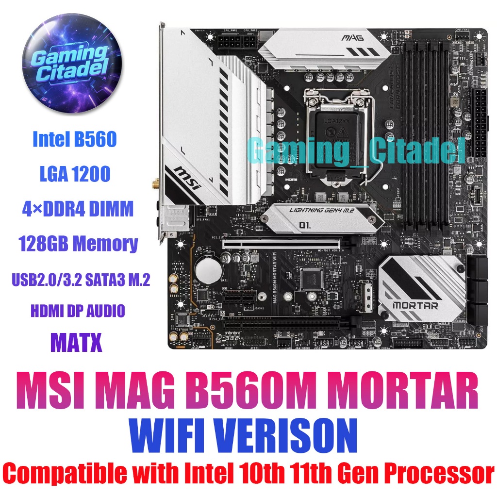 Placa-Mãe MSI MAG B560M MORTAR DDR4 LGA 1200 MATX WIFI Usada Compatível ...