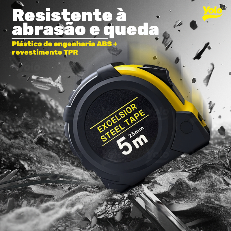 Trena 10 Metros X 25mm Emborrachada Com Trava Fita em aço Profissional ...