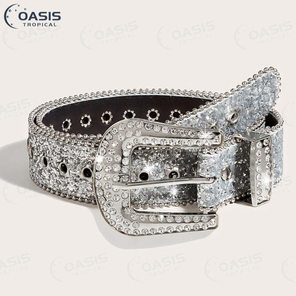 POOP Cintos Góticos De Rhinestone De Couro De PU Cowboy Ocidental Y2K ...