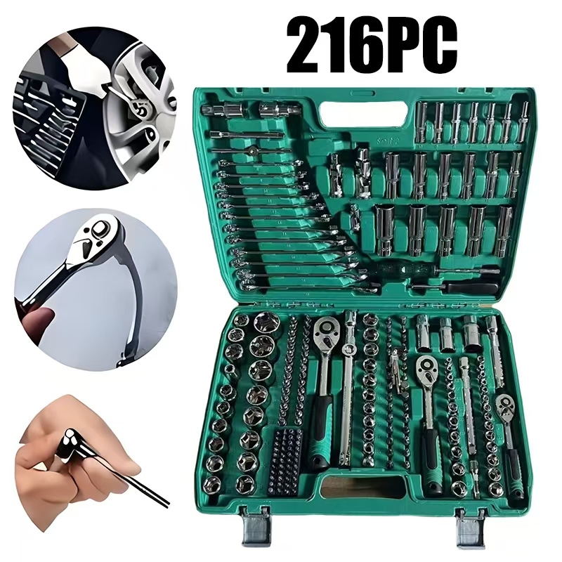 Kit Ferramentas 61-216 Peças Soquetes Catraca GEELE | Shopee Brasil
