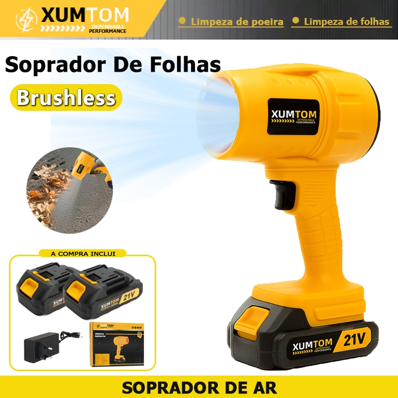 Soprador De Folhas Portátil Recarregável Com 2 Baterias Brushless soprador turbo Potente ...