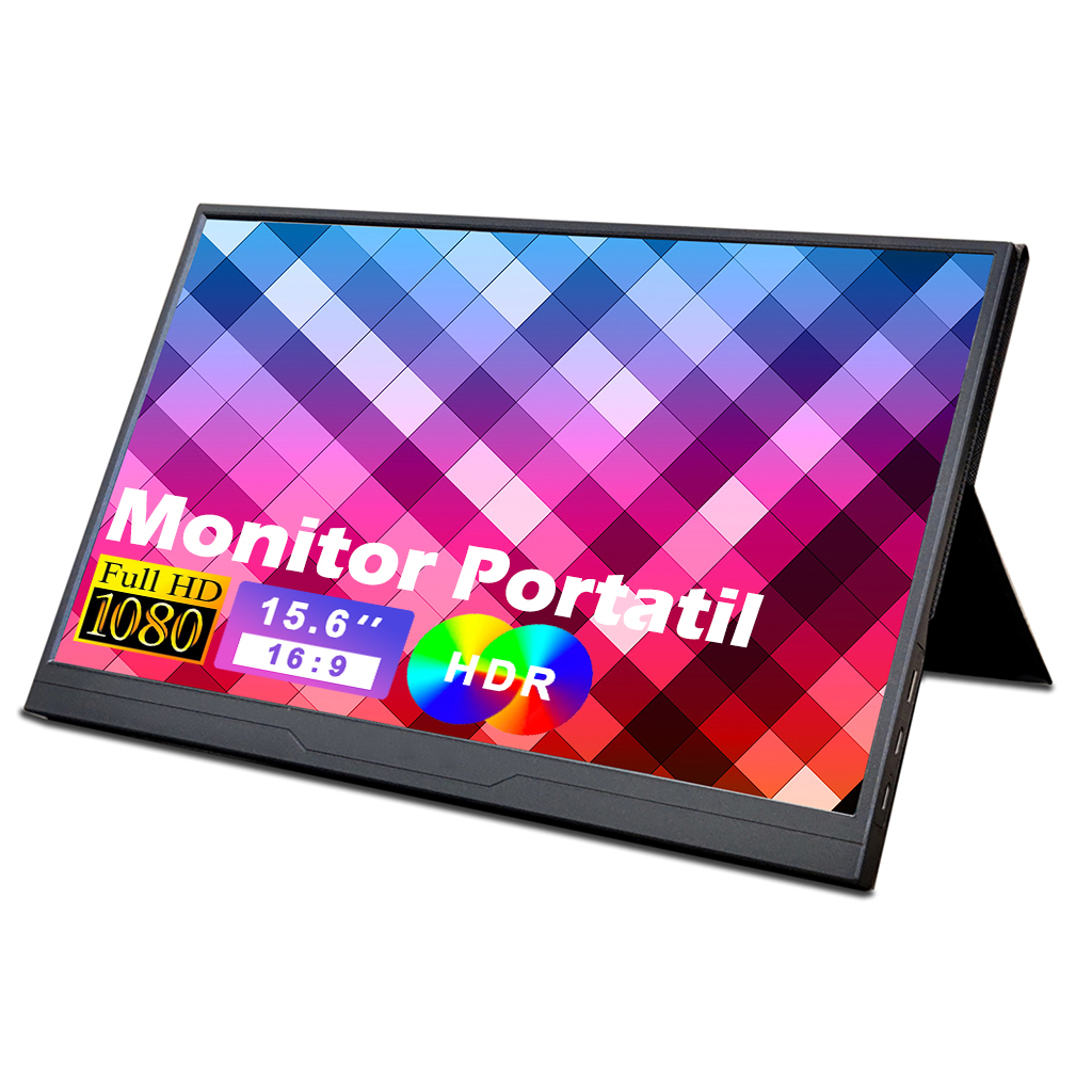 Monitor Portátil 15,6" 1080P FHD Tela com Porta USB Tipo C HDMI com ...