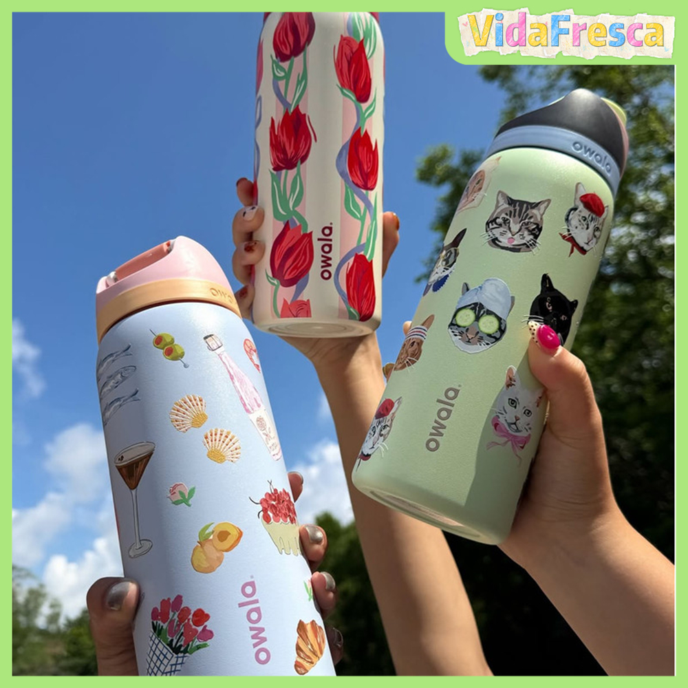 Owala Garrafa de água de palha boca dupla copo refrigerador de aço ...