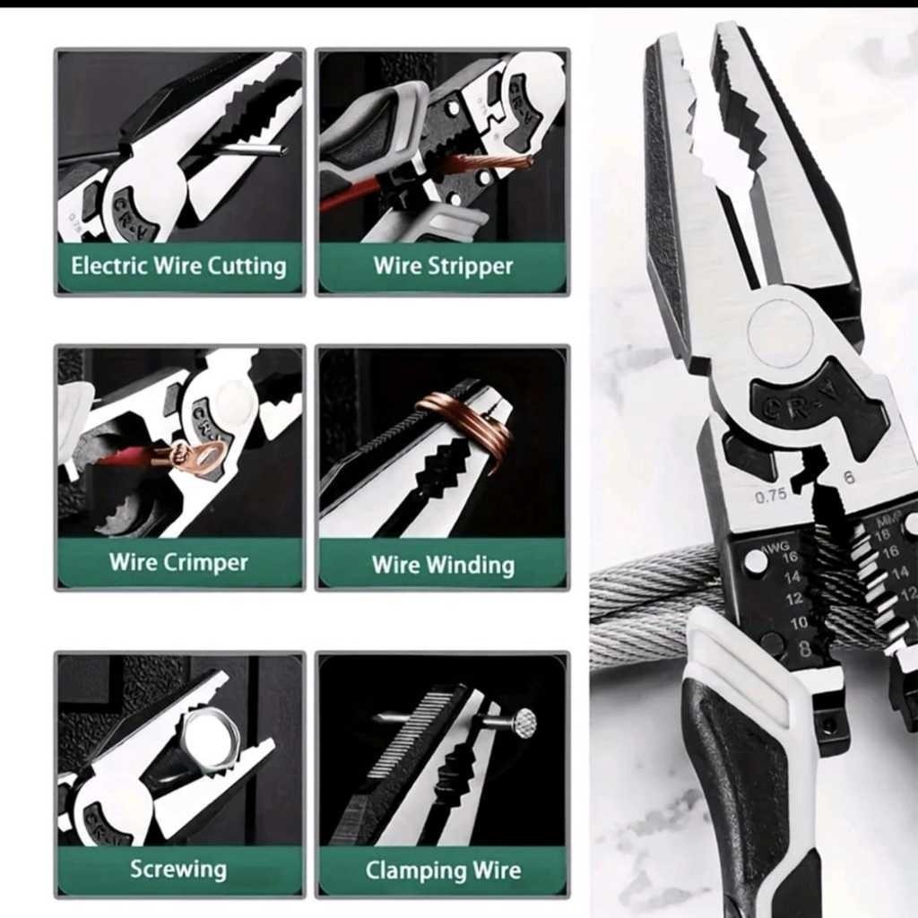 Alicate multifuncional profissional de 8 polegadas para eletricistas | Shopee Brasil