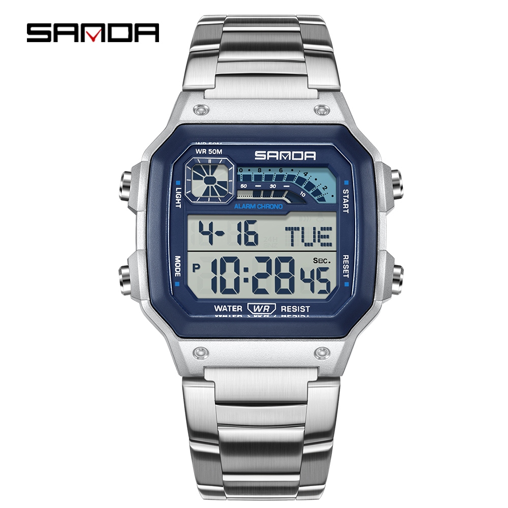 SANDA 6196 Relógio Digital Masculino Retrô – Chique Esportivo À Prova D ...