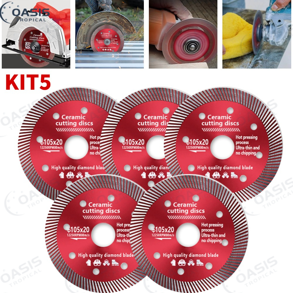 KIT5/3/2/1 Disco de Corte Diamantado Porcelanato 105 mm x 20 mm - 1,4mm ...