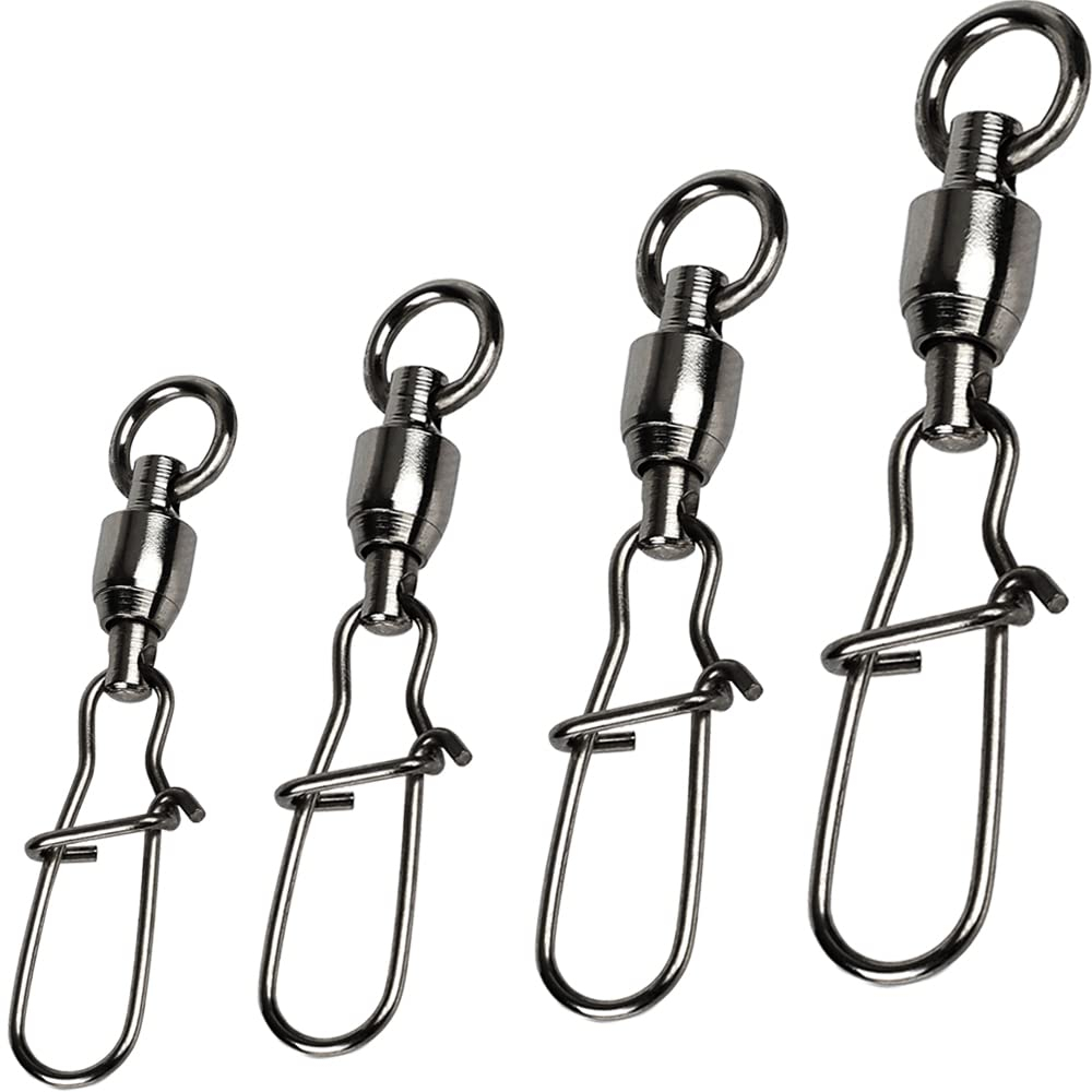 100 peças Fishing Snap Swivels-Conectores De Rolamento De Bloqueio Para ...