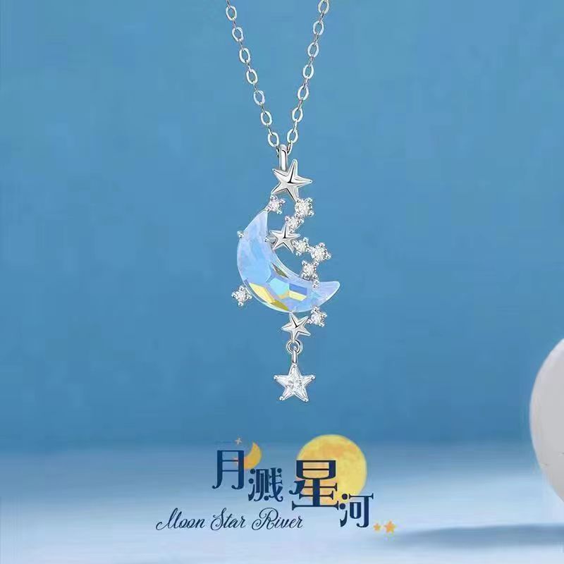 Novo estilo lua respingo galáxia borla colar feminino ins moda All ...