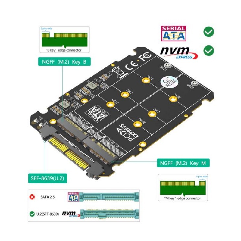 Adaptador SSD U2 M . 2 NGFF Para U SFF-8639 Placa De Expansão PCIE3.0 X4 De Conversão SATA PCIe ...