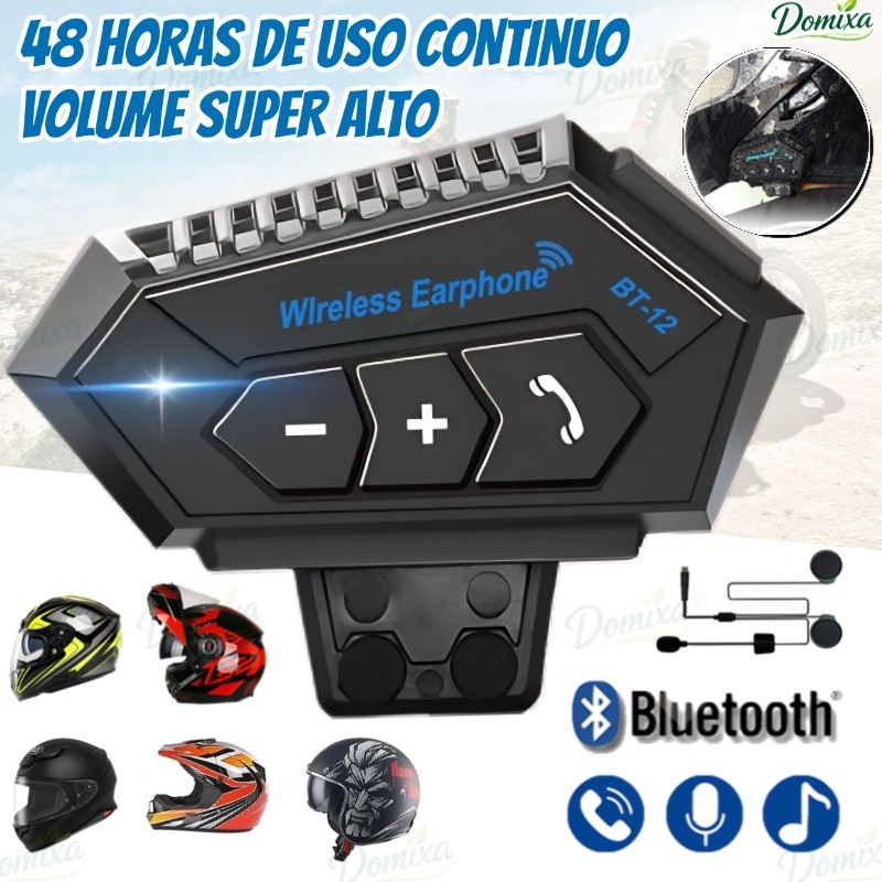 BT12 Motocicleta Bluetooth 5.0 Fone de Ouvido Sem Fio Capacete ...