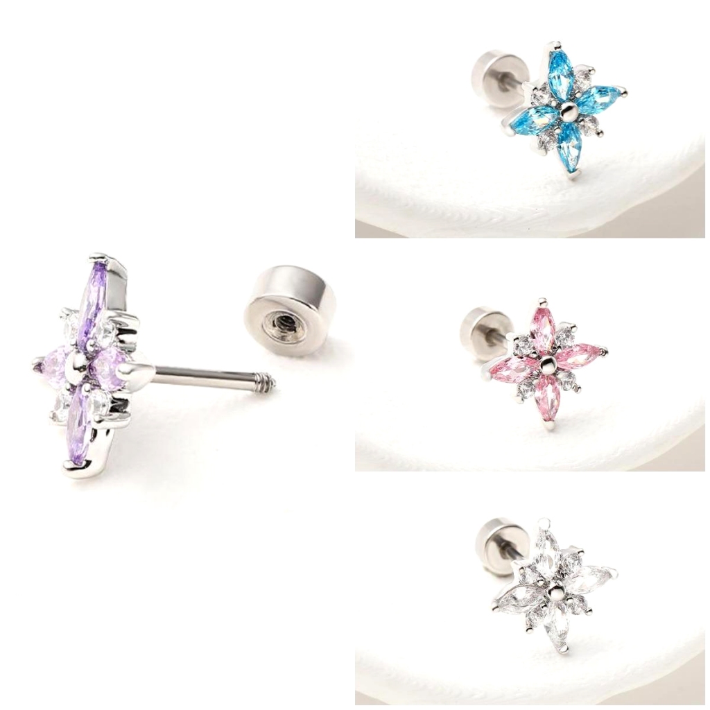 Brincos De Zircão micro Incrustados Com Flor De Aço De Titânio Joias ...