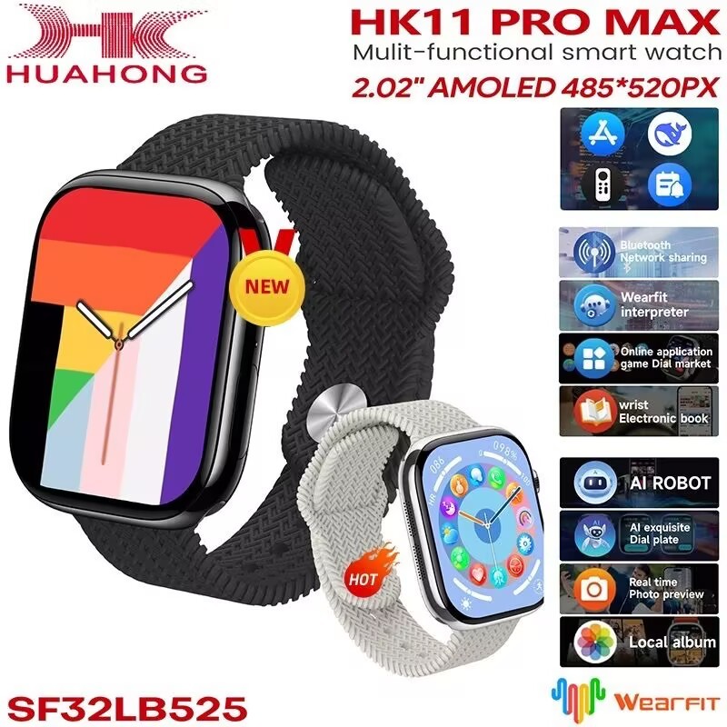 2025 Relógio 11 HK11 Pro Max Smartwatch Inteligente AMOLED 4GB Rede AI Robot NFC Bússola Álbum ...