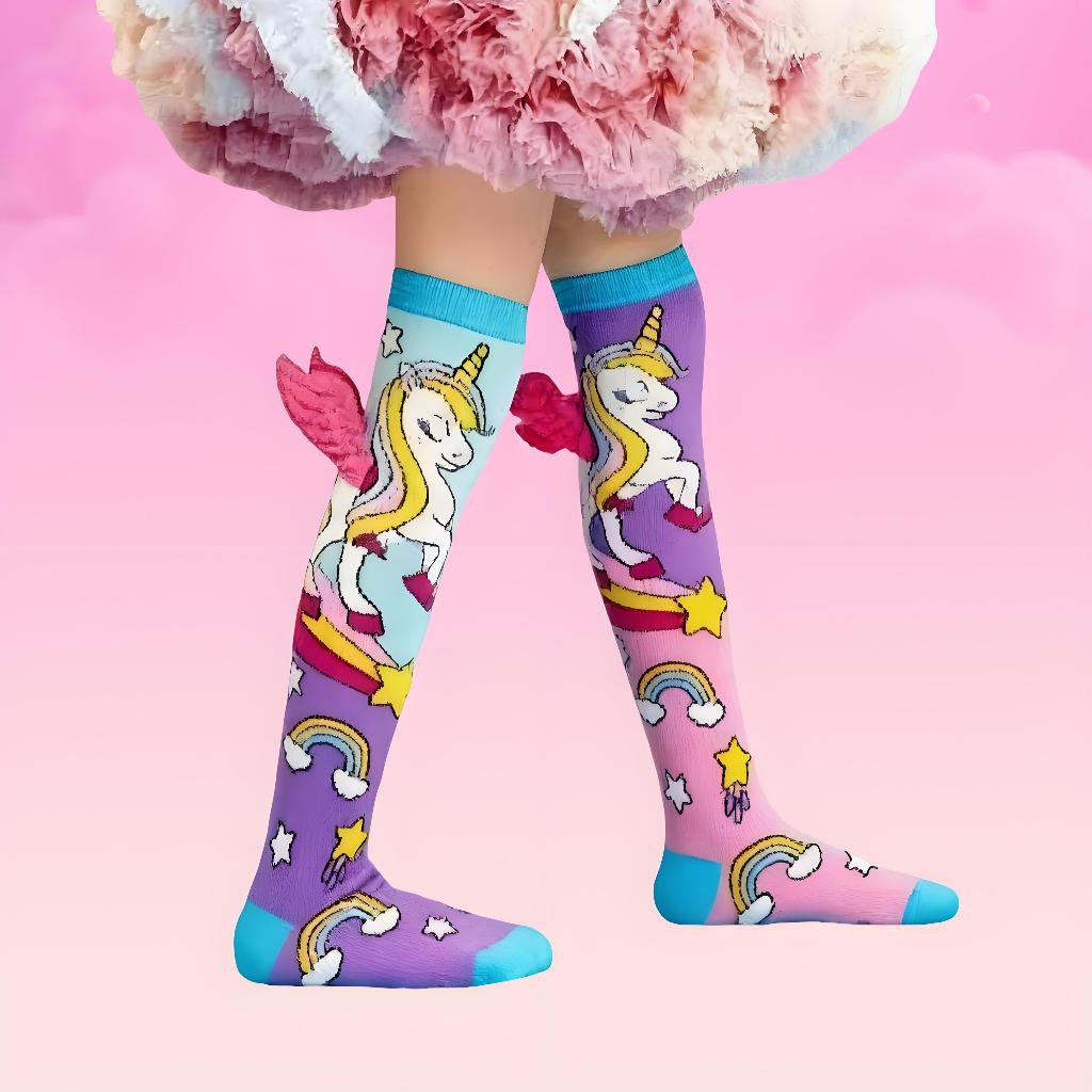Meia Maluca Infantil Menina Unicornio 3D Para 5-12 Anos Meia Cano Alto ...