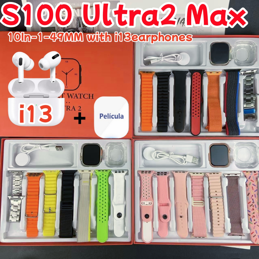2025 S100 Ultra 9 New Smartwatch 10 In 1 Straps 49mm Touch Screen Full ...