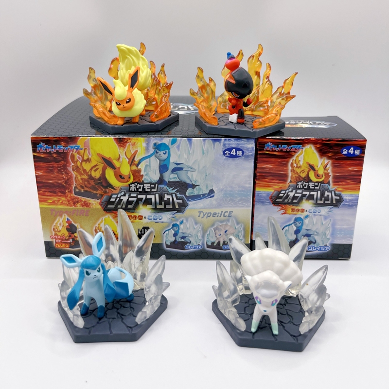 4 Pçs/Set 5cm Anime Pokémon Flareon Glaceon Ice Vulpix Charcadet Battle ...