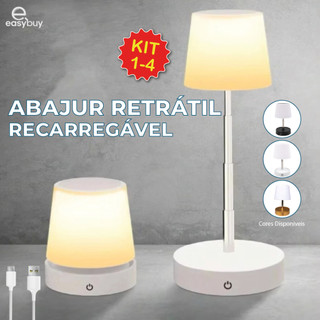 Kit 4 Abajur LED Recarregável Retrátil de Aço Luz Neutra Ajustável 3 ...