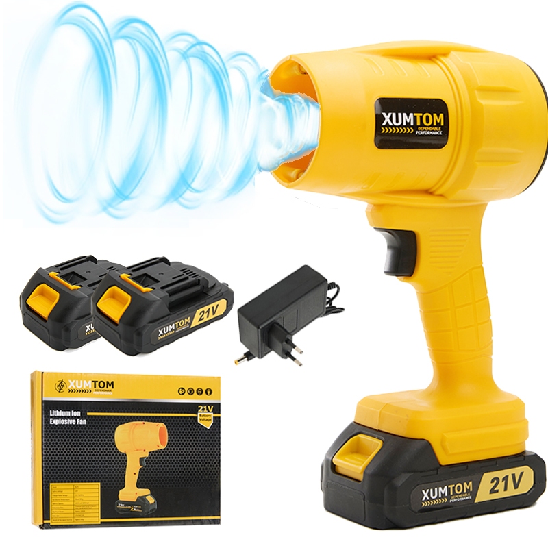 Soprador De Folhas Portátil elétrico 2 bateria Soprador De Ar Turbo Ventilador Sem Fio ...